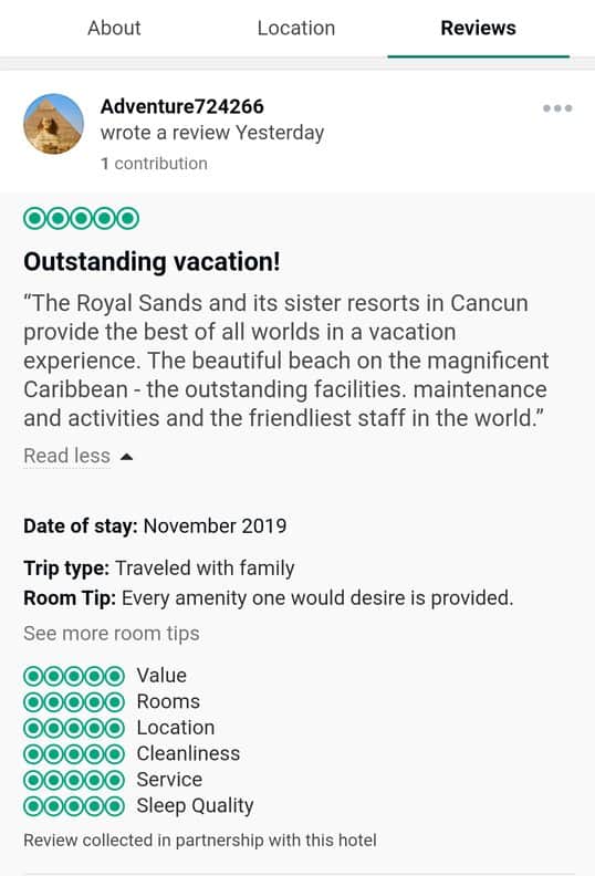 Royal Sands Cancun Customer Review 1