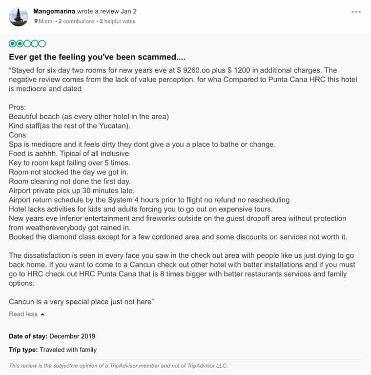 Hard Rock Cancun Customer Review