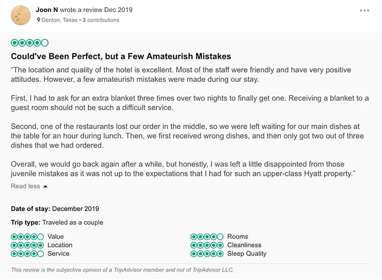 Hyatt Zilara Customer Review 2