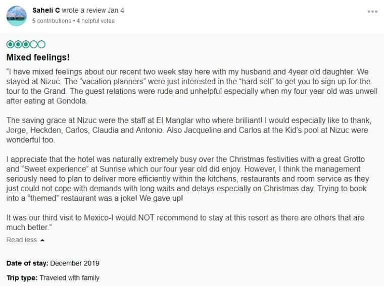 Moon Palace Cancun Customer Review