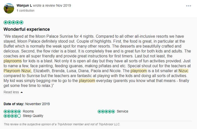 Moon Palace Customer Review 1