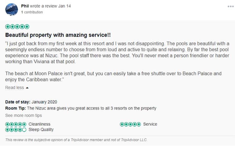 Moon Palace Cutomer Review 2