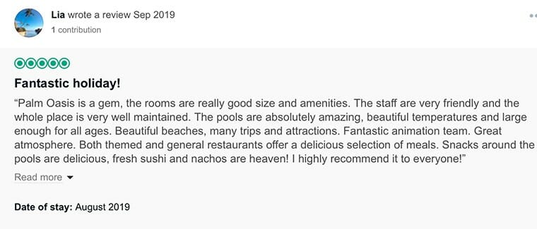 Oasis Palm Customer Review