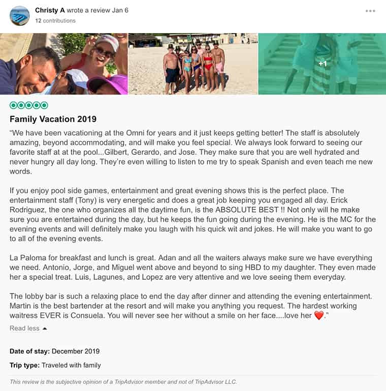 Omni Cancun Customer Review