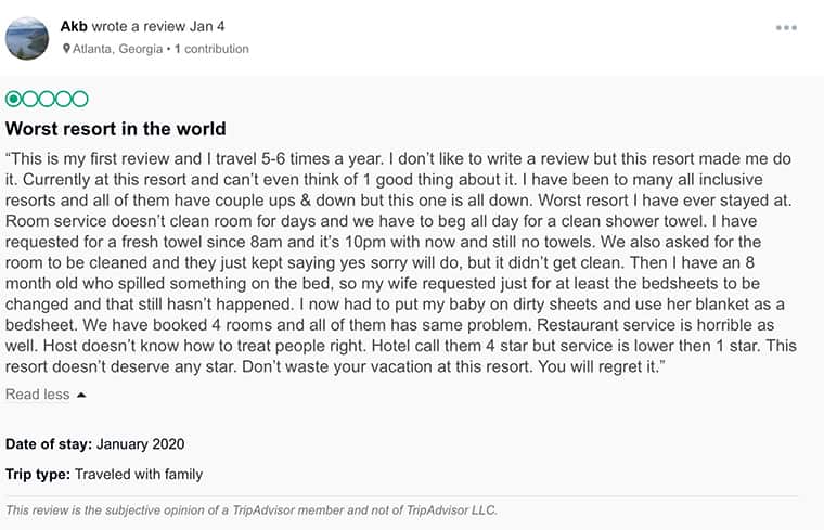 Omni Cancun Customer Review