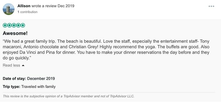 Omni Cancun Customer Review