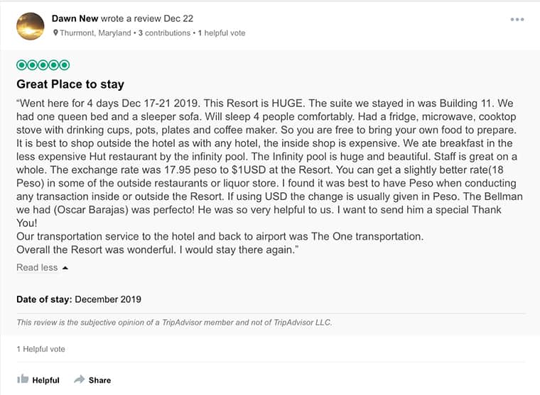 Westin Lagunamar Customer Review 2