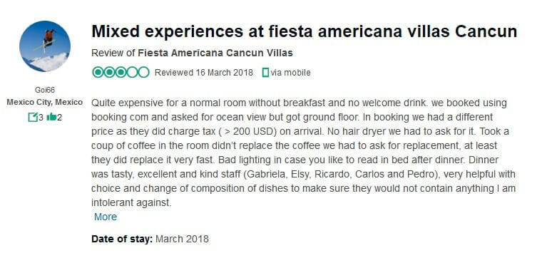 Fiesta Americana Villas Cancun Customer Review 3