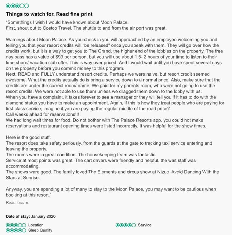 Moon Palace Customer Review 2