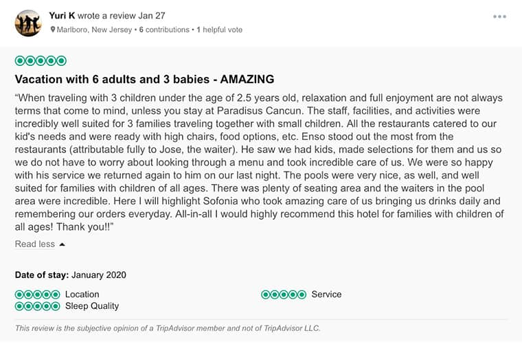 Paradisus Cancun Customer Review 1