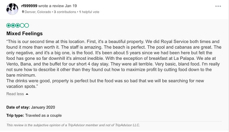 Paradisus Cancun Customer Review 2