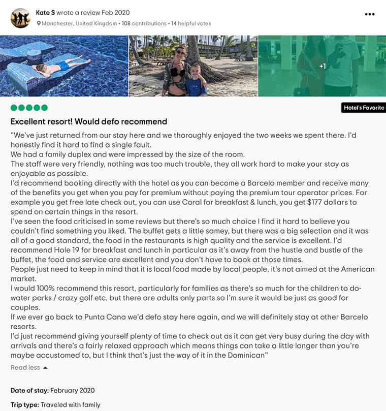 Barcelo Bavaro Palace Customer Review 1