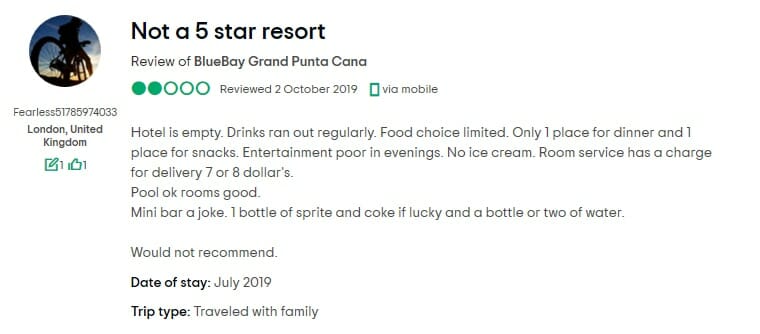 Bluebay Grand Punta Cana Customer Review 3