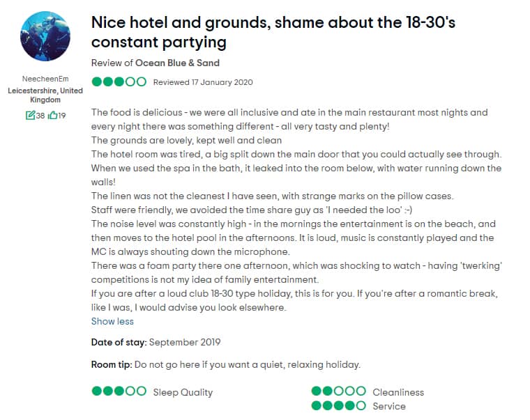 Ocean Blue & Sand Beach Resort Customer Review 3