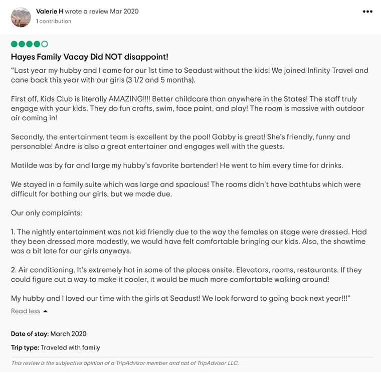 Seadust Cancun Family Resort Customer Review 2