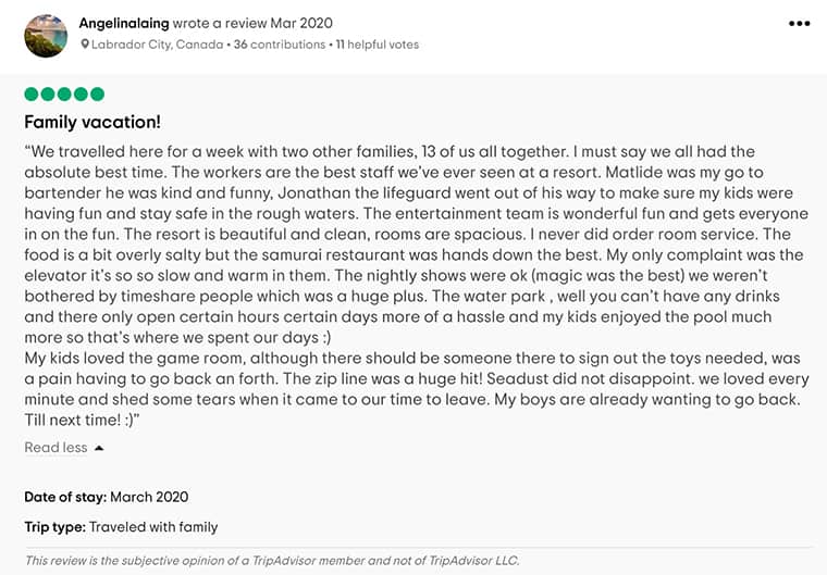 Seadust Cancun Family Resort Customer Review 3