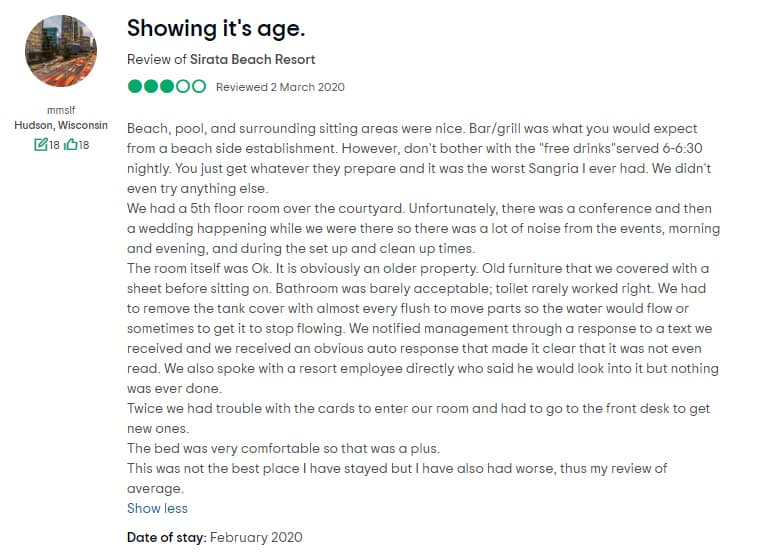 Sirata Beach Resort Customer Review 3