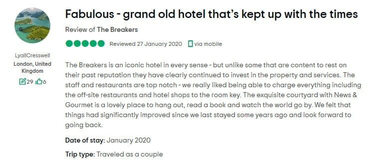 The Breakers Palm Beach Customer Review 1