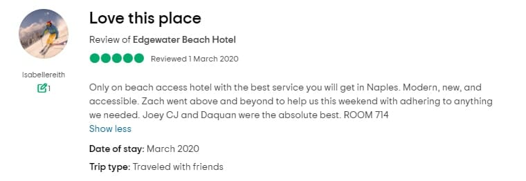 Edgewater Naples Customer Review 2