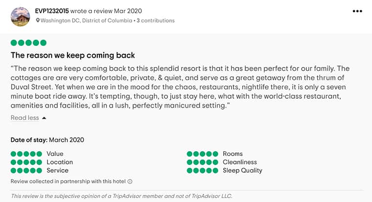 Sunset Key Cottages Customer Review 1