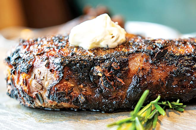 black & blue steak and crab