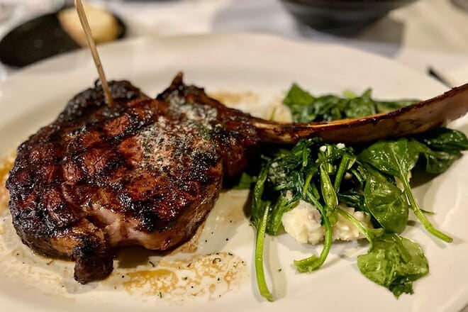 tomahawk steak chops and seafood