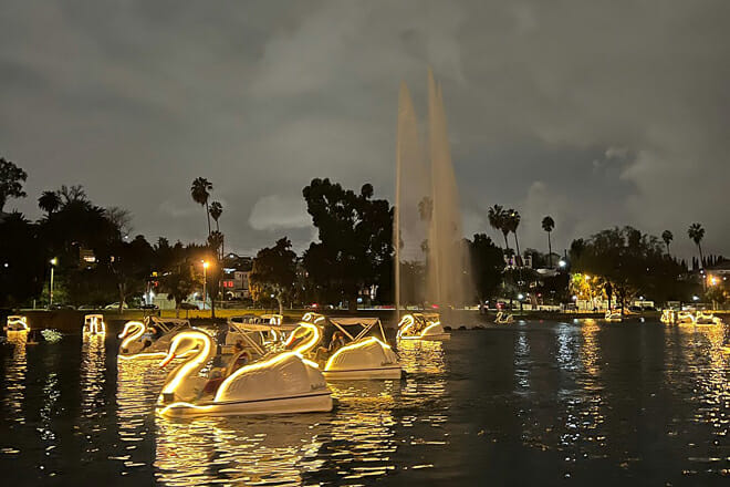 Swan Boat Night Ride at Echo Park Lake