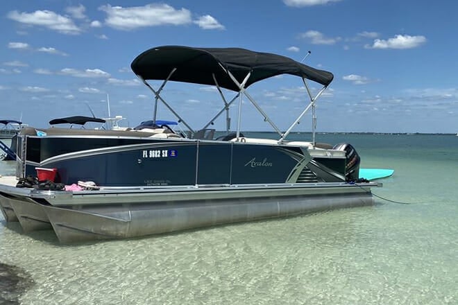 boating on pontoon clearwater beach