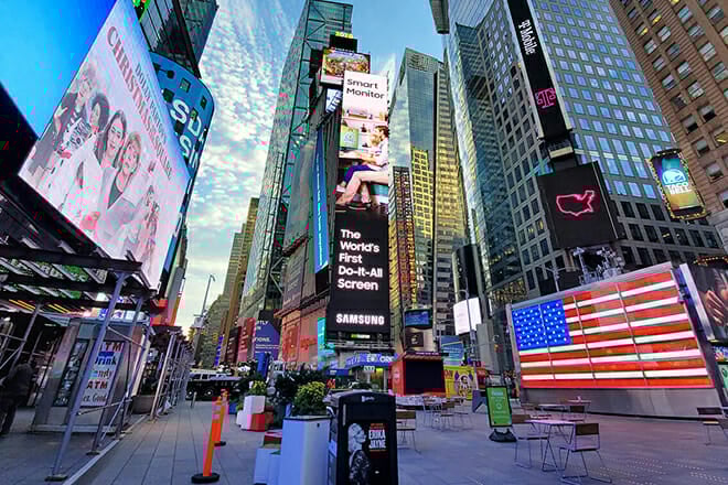 What is Times Square famous for: The Glittering Lights