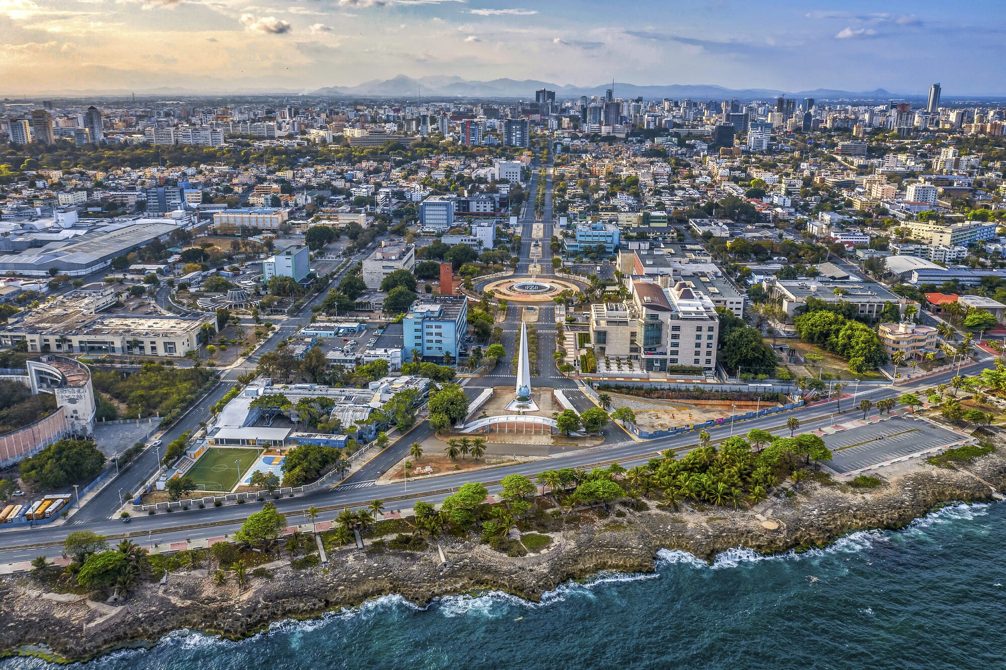 cityscape of santo domingo under the sunlight and a blue sky in the dominican republic