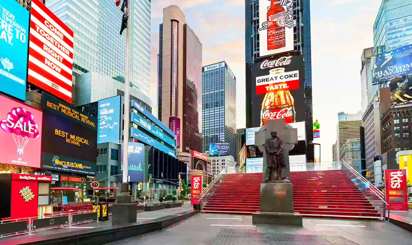 times square red steps travel photo