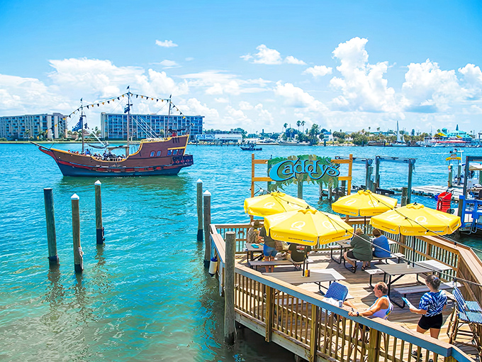 John's Pass: Where turquoise waters meet weathered docks, creating a postcard-perfect scene that whispers "vacation" with every gentle wave.