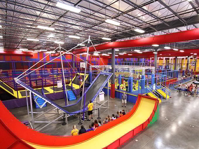 The interior explodes with primary colors and endless possibilities – imagine if Cirque du Soleil and a playground had an architectural love child.