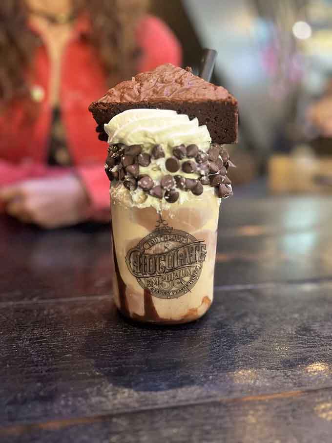This milkshake is topped with an actual brownie because apparently regular milkshakes are for people without imagination or ambition.