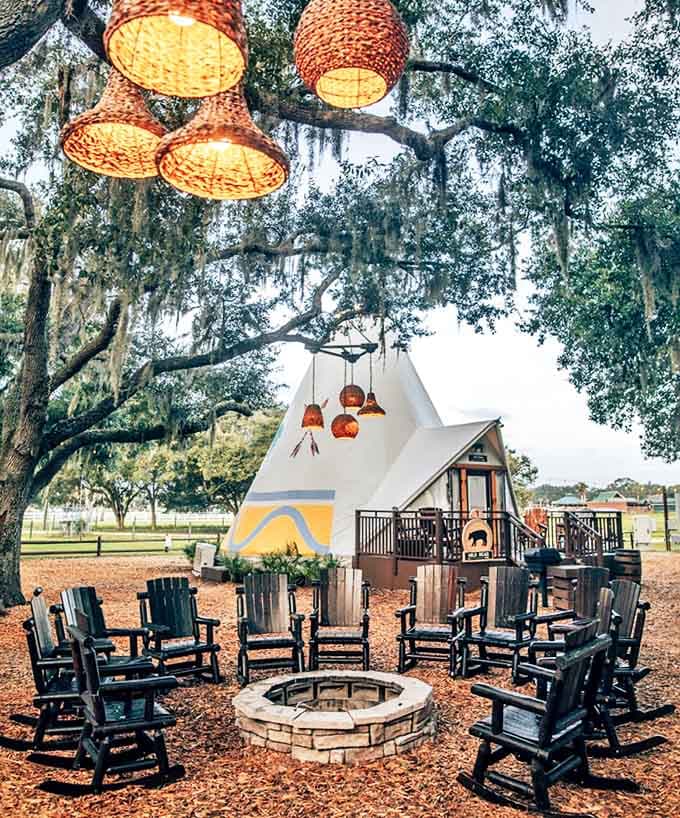 Glamping at its finest means s'mores by the fire, stars overhead, and the comforting knowledge that your tent has better amenities than some apartments.