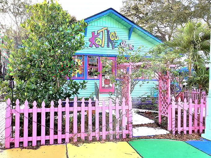 The Kaleidoscope Studio lives up to its name with a candy-colored exterior that promises visual treats inside and out.