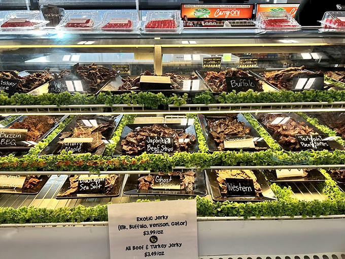 The jerky counter deserves its own zip code, featuring everything from traditional beef to exotic game meats displayed with museum-like reverence.