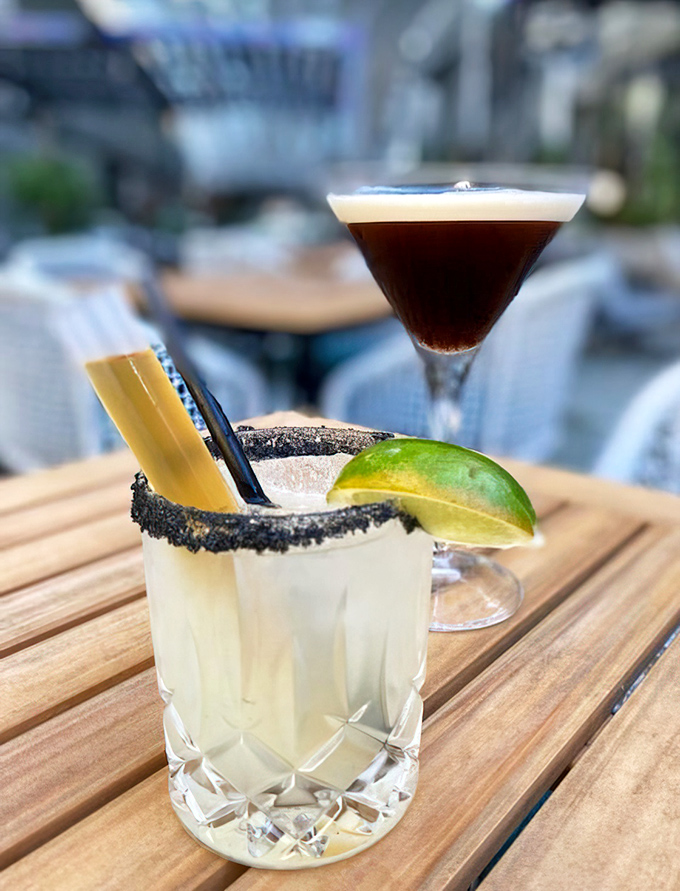 Signature cocktails come beautifully presented – that espresso martini might improve your focus, or at least make you care less about your score.