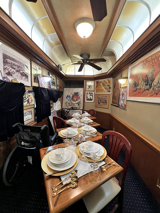 The dining car's elegant table settings and vintage atmosphere create an experience that's equal parts restaurant and living museum.