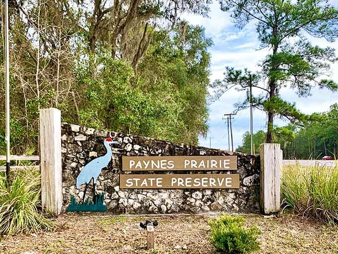 The entrance sign promises wild adventures ahead &ndash; Florida's version of "Abandon all preconceptions, ye who enter here."