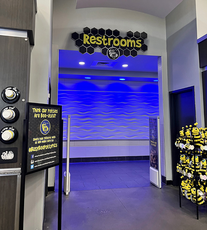 Even the restrooms deserve a five-star review, with blue lighting and honeycomb designs transforming a typically dreaded experience into something surprisingly pleasant.