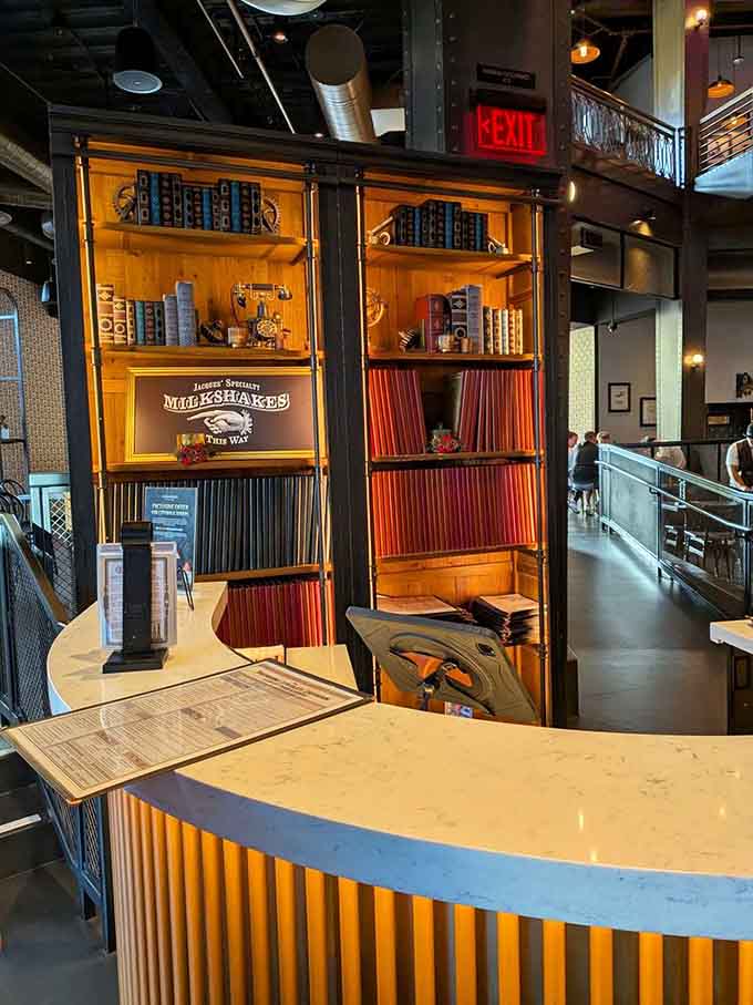 Even the hostess booth looks like it could double as a control panel for some magnificent chocolate-making machine.