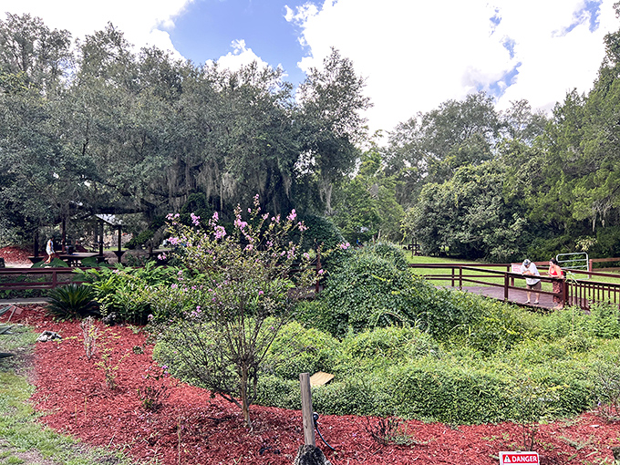 Botanical beauty: Carefully maintained gardens surround the property, showcasing Florida's native plant species.
