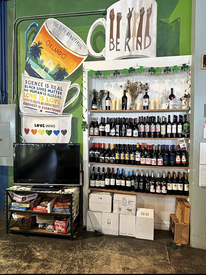 Messages of kindness and inclusion adorn the walls alongside an impressive wine collection&mdash;food for both stomach and soul.