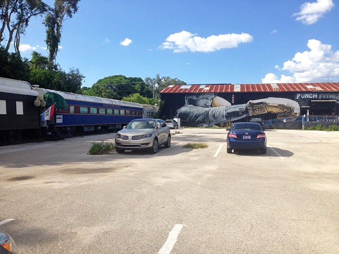 The exterior view shows just how unexpected this dining location is &ndash; parked permanently on old tracks, waiting to transport diners to another era.