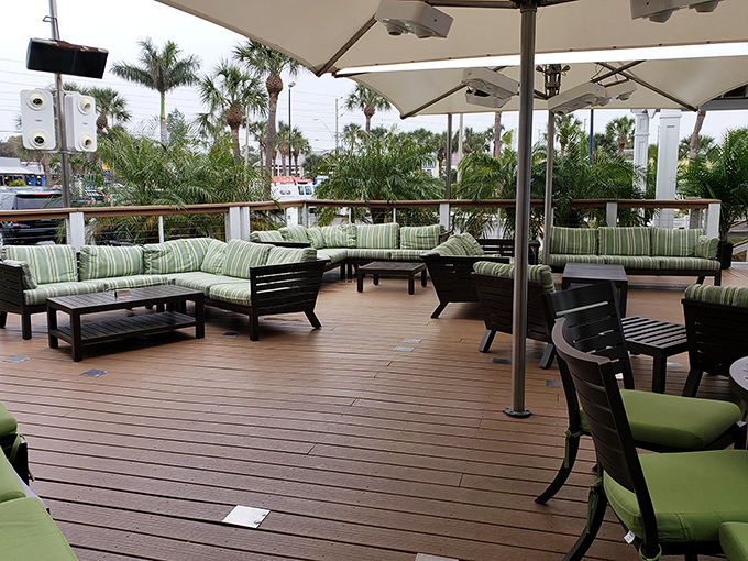 The outdoor deck offers a breezy alternative to the indoor aquarium experience &ndash; perfect for soaking up that famous Florida sunshine.