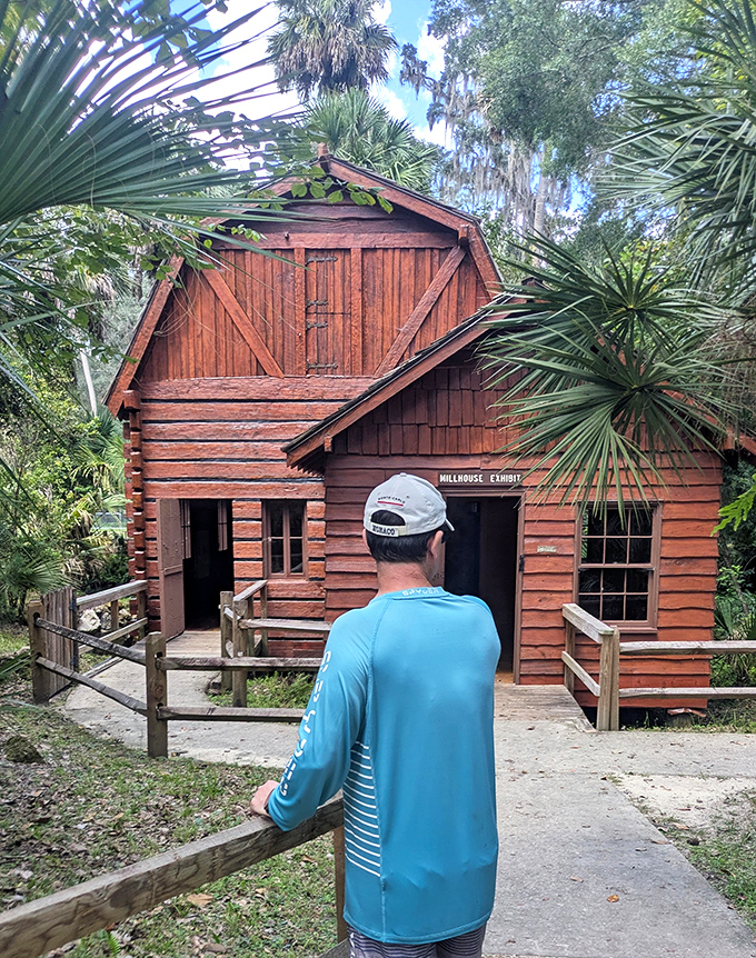 The Millhouse Exhibit offers a glimpse into the spring's past, when CCC workers harnessed water power in this rustic wooden structure.