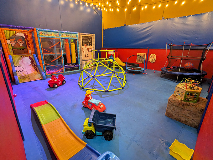 Toddler territory – where the littlest adventurers build confidence on equipment scaled perfectly for tiny explorers.