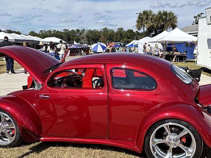 Classic cars and vendor tents create a festive atmosphere during Dade City's popular community events and gatherings.