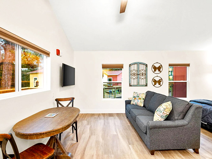 Step inside to discover surprisingly spacious interiors where modern amenities meet coastal charm, creating the perfect vacation sanctuary.